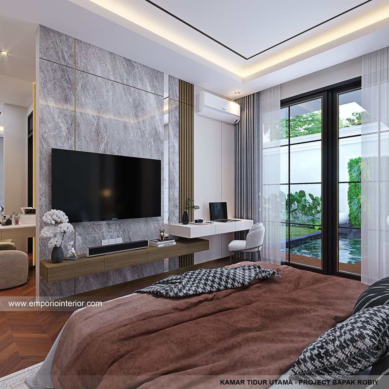 Desain Kamar Tidur Utama Rumah Klasik 2 Lantai Bapak RBY di Kediri ...