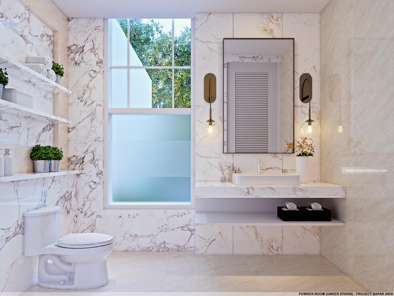 Desain Toilet Tamu Rumah Klasik 2 Lantai Bapak ARS di Tangerang 23097 ...