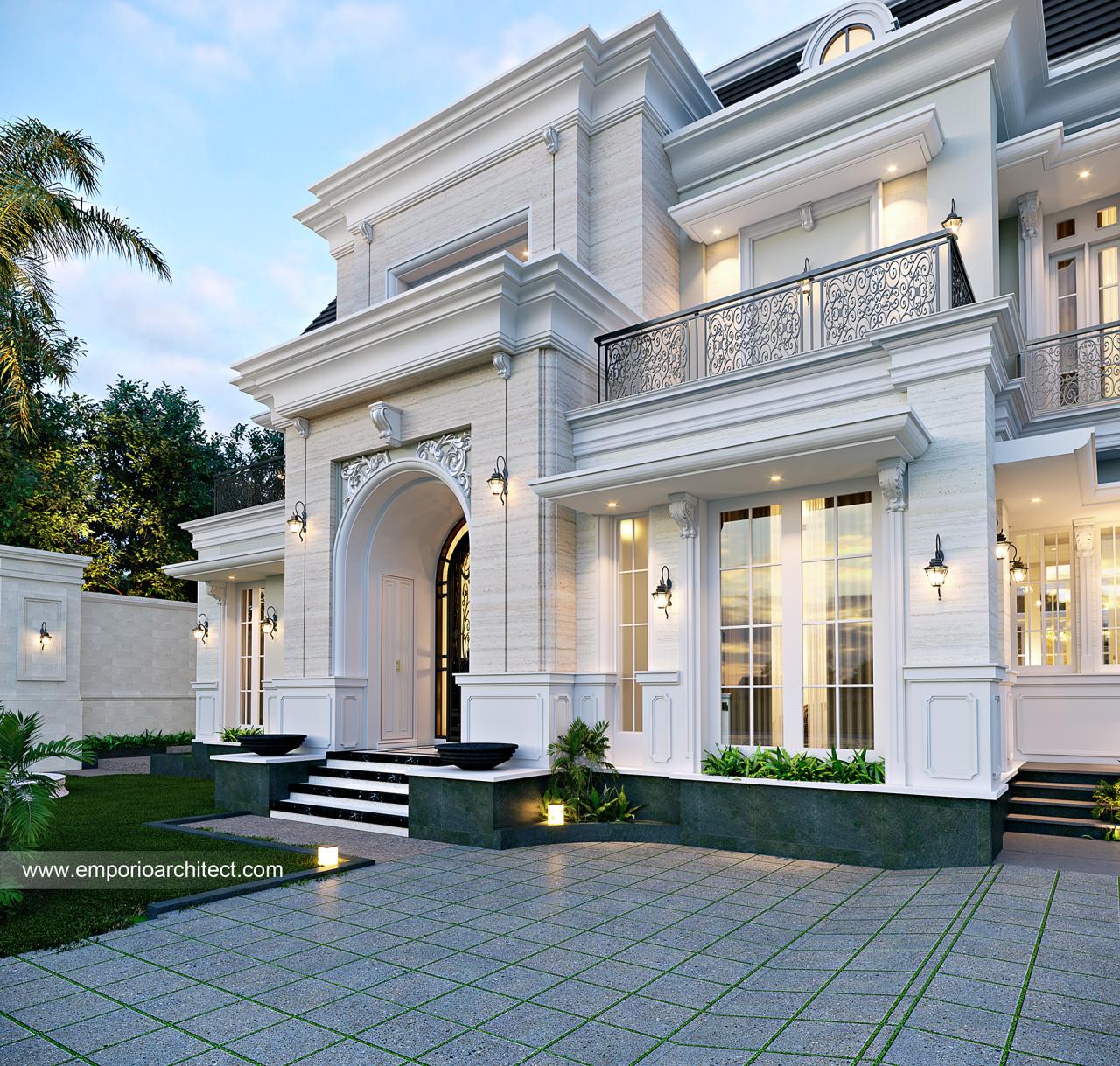 Desain Tampak Detail Depan 2 Rumah Klasik 2 Lantai Mr. ABR di Putrajaya ...