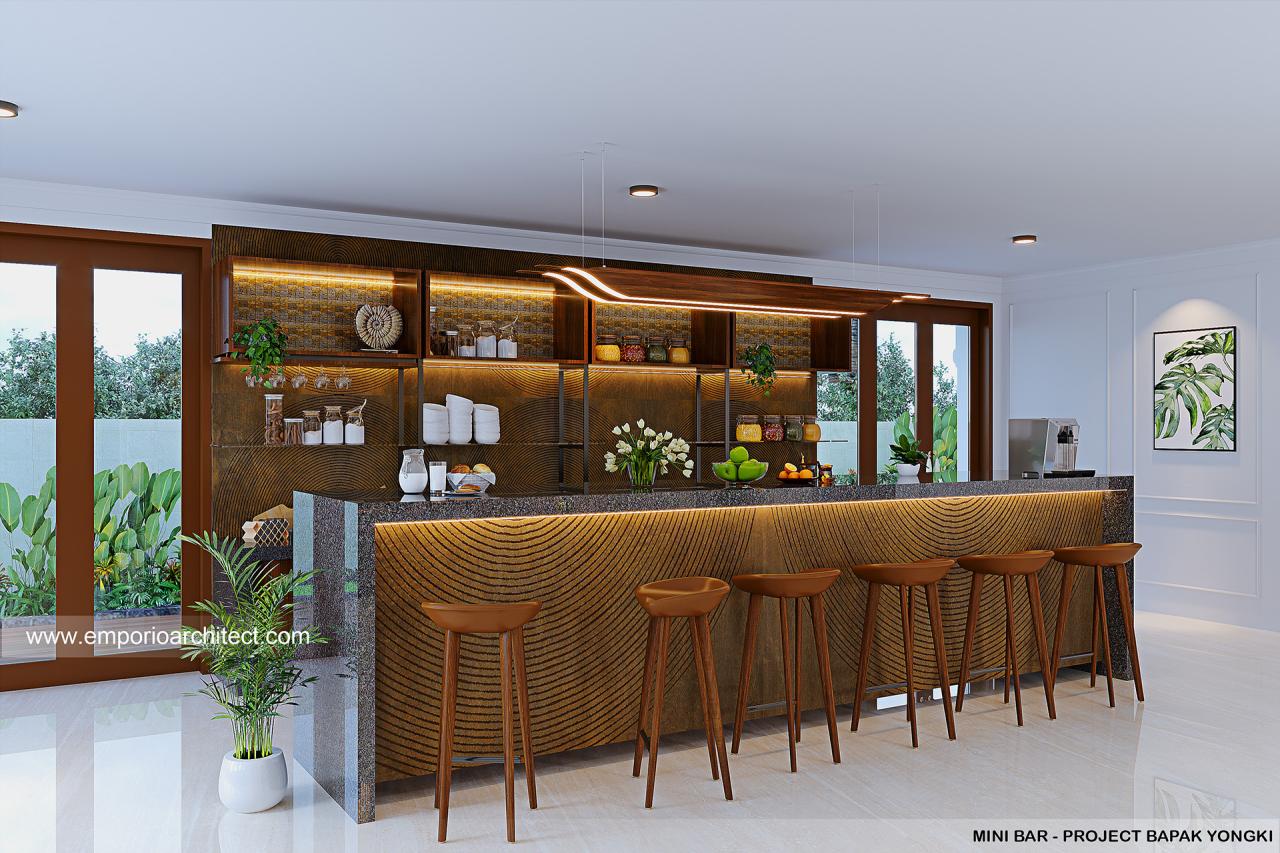 Desain Mini Bar Rumah Klasik 2.5 Lantai Bapak YGK di Sentul City, Bogor ...