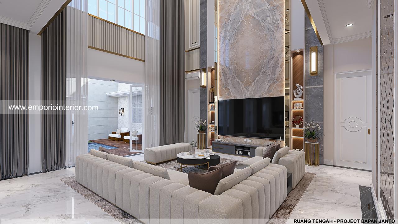 Desain Ruang Tengah Rumah Klasik 2.5 Lantai Bapak JTA di Jakarta ...