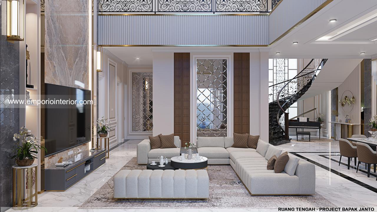 Desain Ruang Tengah Rumah Klasik 2.5 Lantai Bapak JTA di Jakarta ...
