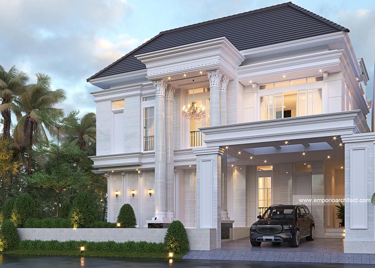 Mrs. TMY 1359 Classic House 2.5 Floors Design - Jakarta 26564 - Facade ...