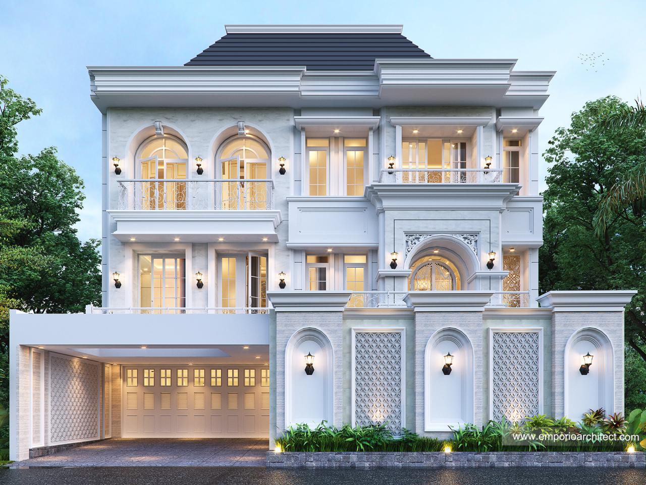 Desain Tampak Depan 3 Rumah Klasik 2.5 Lantai Bapak TFK di Bandung ...