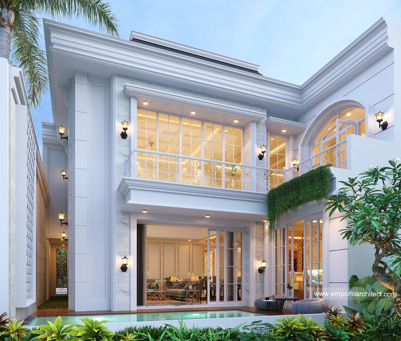 Desain Tampak Belakang Rumah Klasik 2.5 Lantai Bapak TFK di Bandung ...