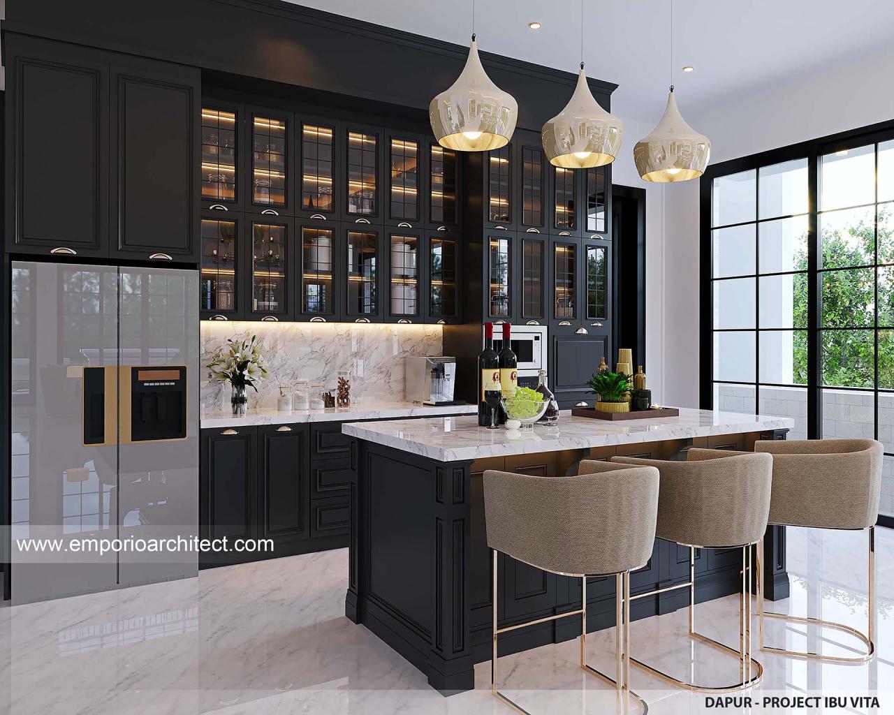 Desain Dapur Rumah Klasik 2.5 Lantai Ibu VTI di Jakarta 26661 - Desain Interior Rumah