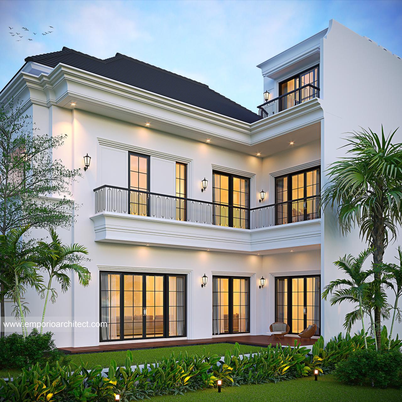 Desain Tampak Belakang Rumah Klasik 2.5 Lantai Ibu ELN di Palembang ...