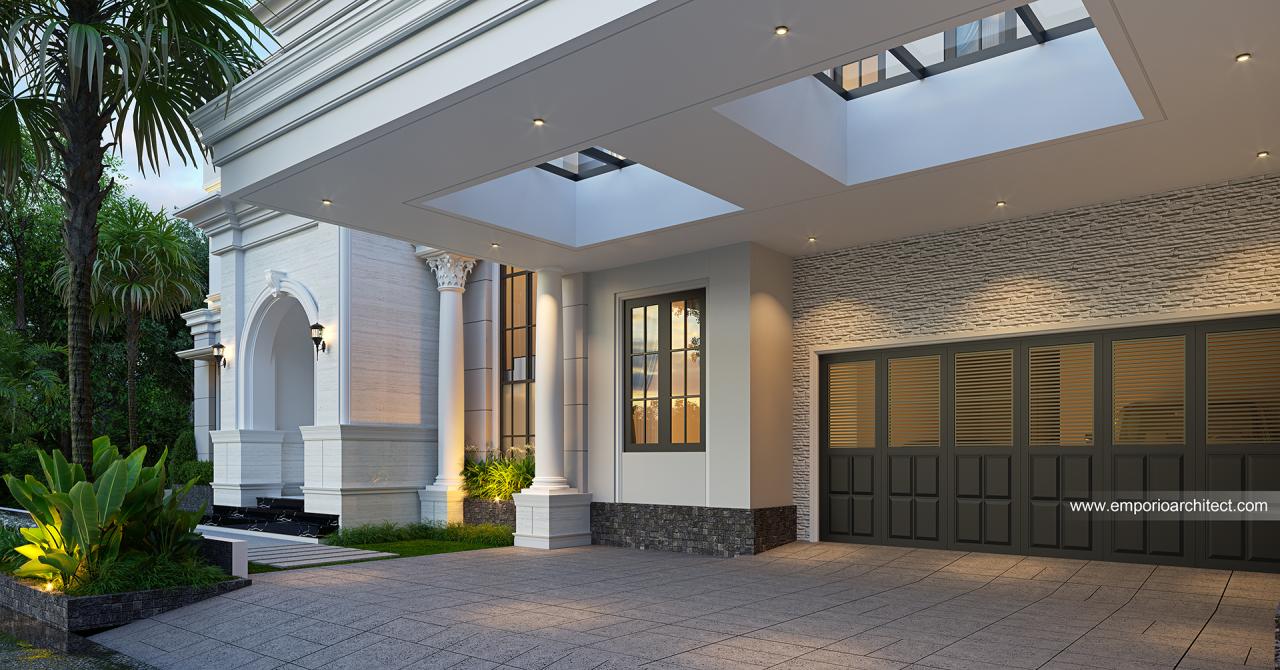 Desain Tampak Detail Depan Rumah Klasik 2.5 Lantai Ibu YTI di Jakarta ...