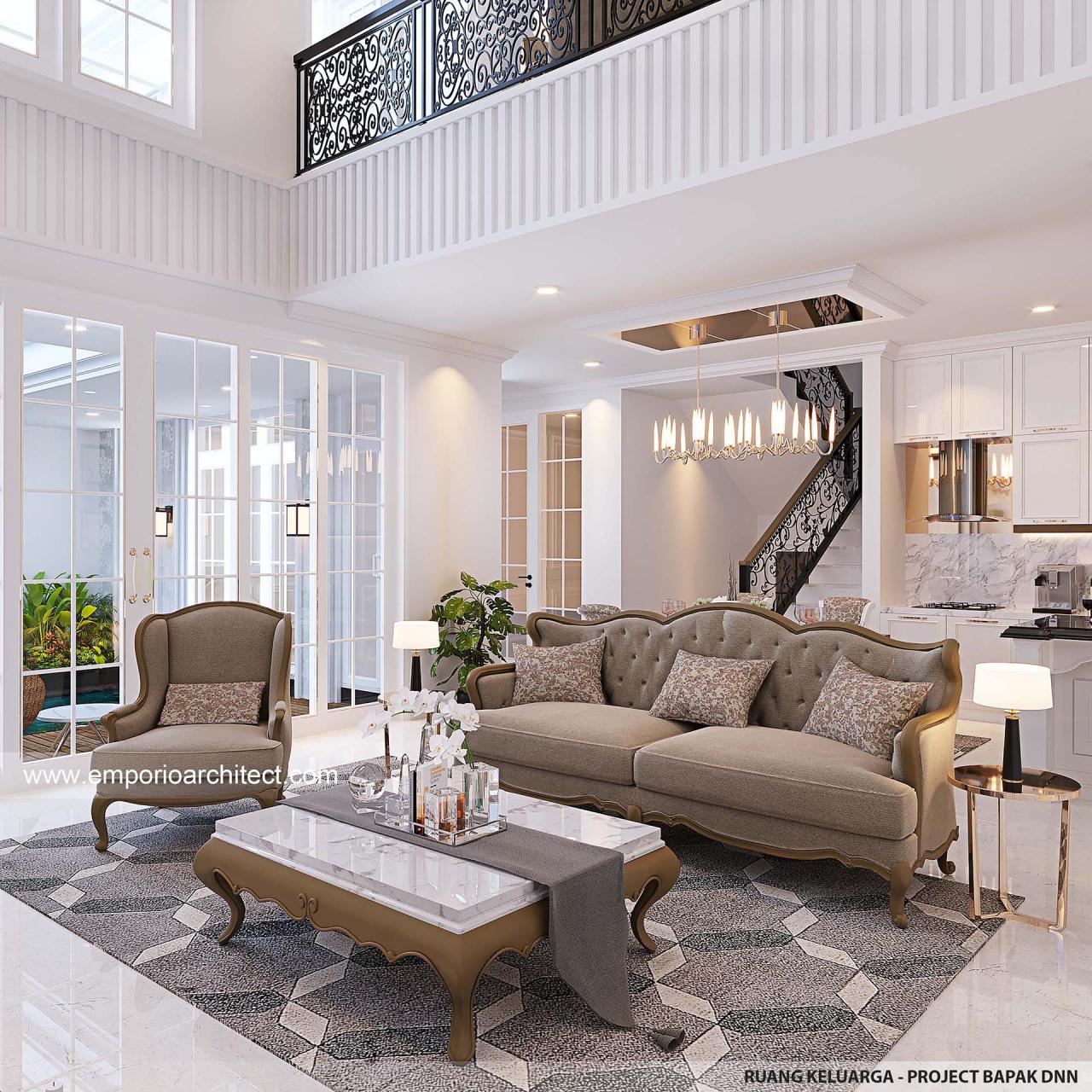 Desain Ruang Keluarga Rumah Klasik 3 Lantai Bapak DNN di Bandung 34164 ...