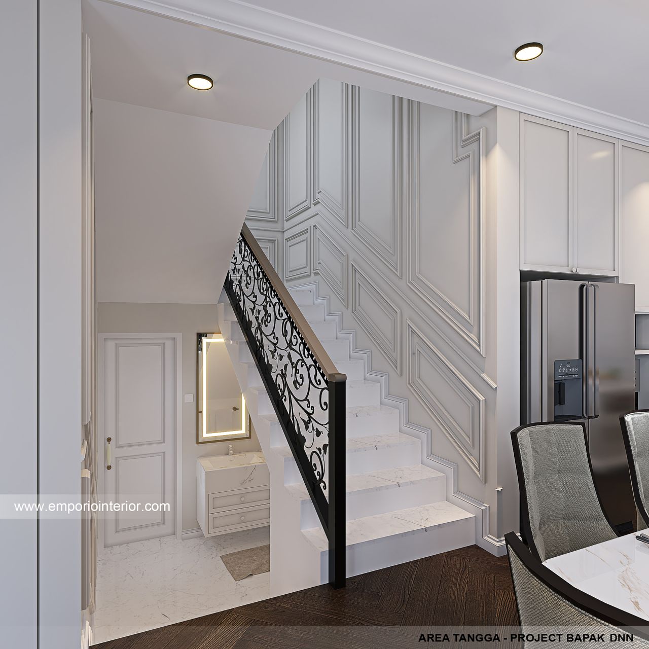 Desain Area Tangga Rumah Klasik 3 Lantai Bapak DNN di Bandung 44196 ...