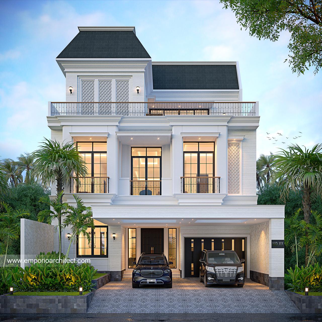 Desain Rumah Klasik 3 Lantai Ibu JL 1554 di Jakarta