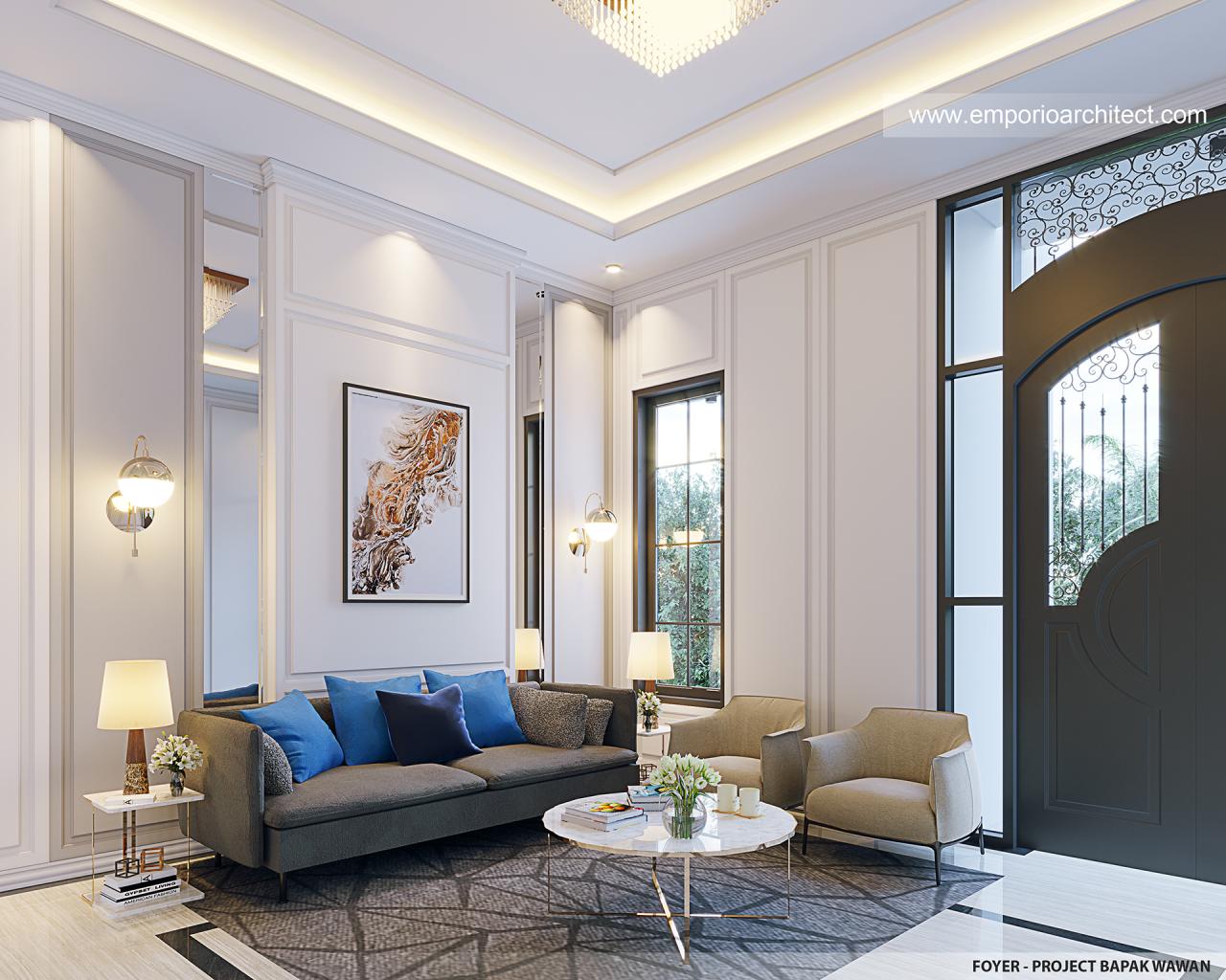 Desain Foyer Rumah Klasik 3 Lantai Bapak WWN di BSD, Tangerang Selatan ...