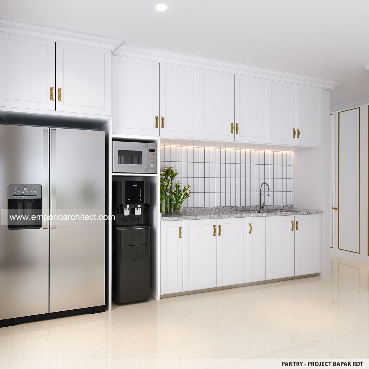 Desain Pantry Rumah Mediteran Klasik 3 Lantai Bapak RDT di Tebet ...