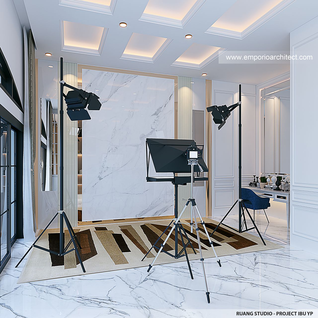 Desain Ruang Studio Rumah Klasik 3 Lantai Ibu YP di Palembang 35825 ...