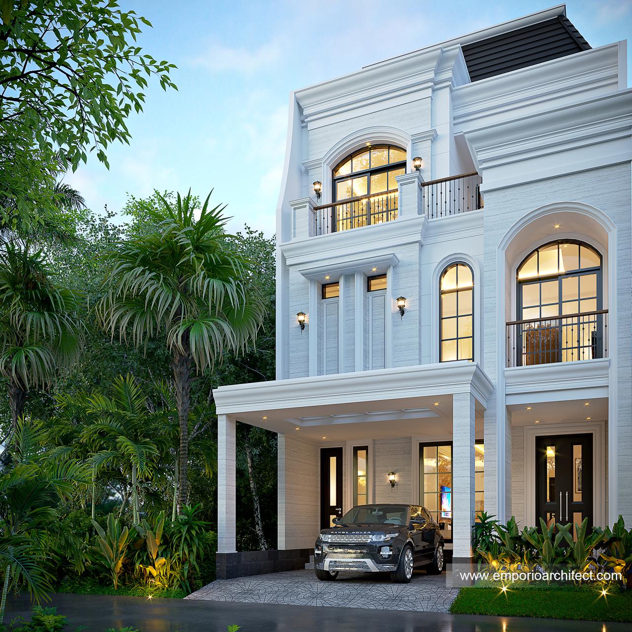 Desain Rumah Grand Marina Klasik 3 Lantai Bapak AD Type 8x15 1487 di Makassar