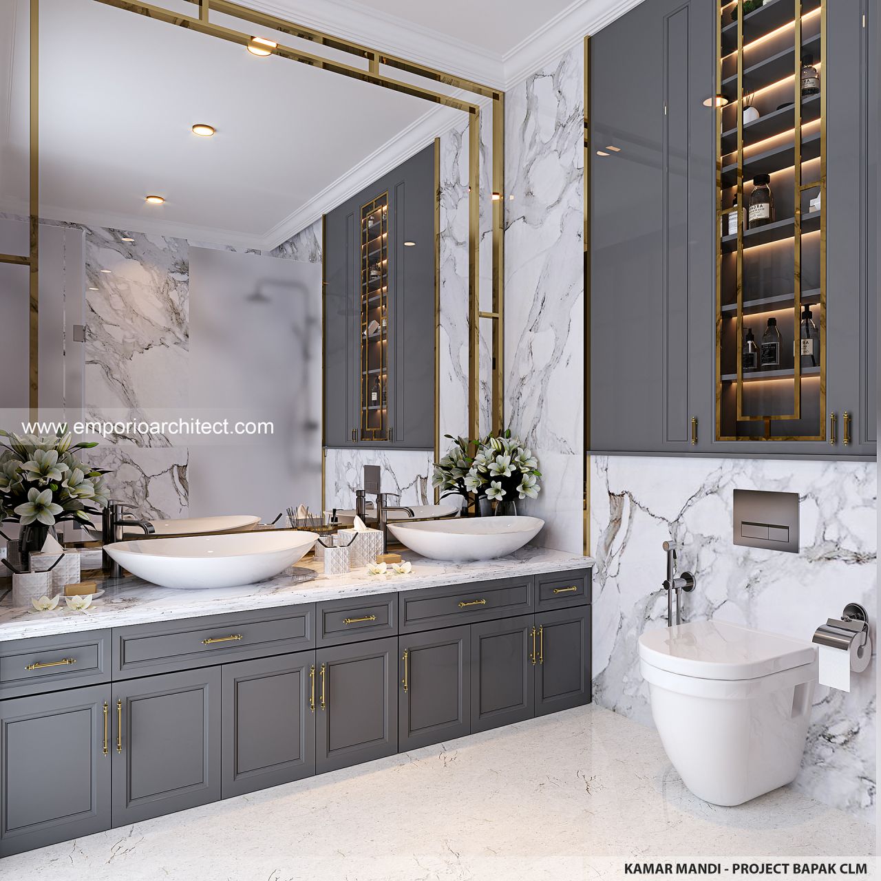 Desain Kamar Mandi Rumah Klasik 3 Lantai Bapak CLM di Bali 44770 - Desain Kamar Mandi