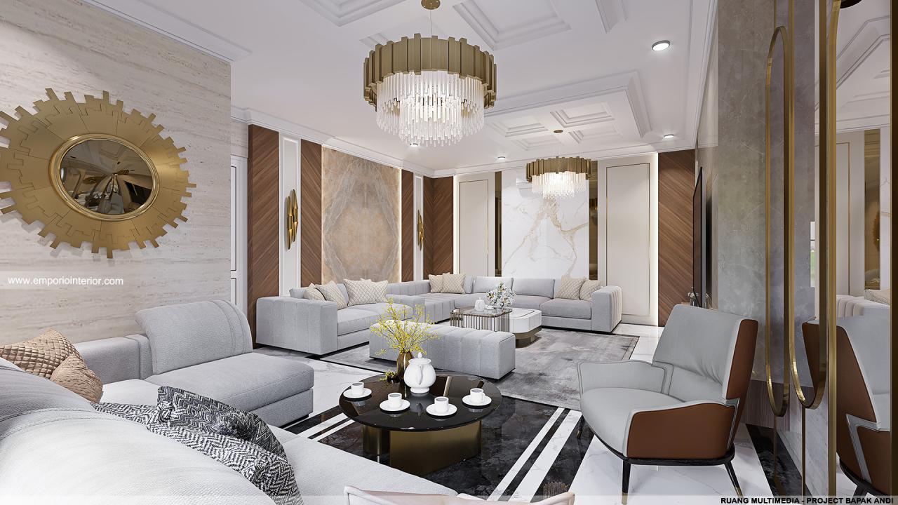 Desain Ruang Multimedia Rumah Klasik 3 Lantai Bapak Andi di Batam 24452 ...