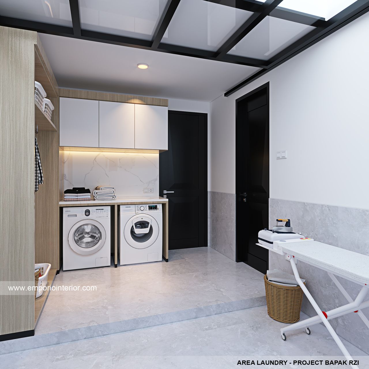 Desain Area Laundry Rumah Klasik 3 Lantai Bapak RZI di Jakarta Barat ...