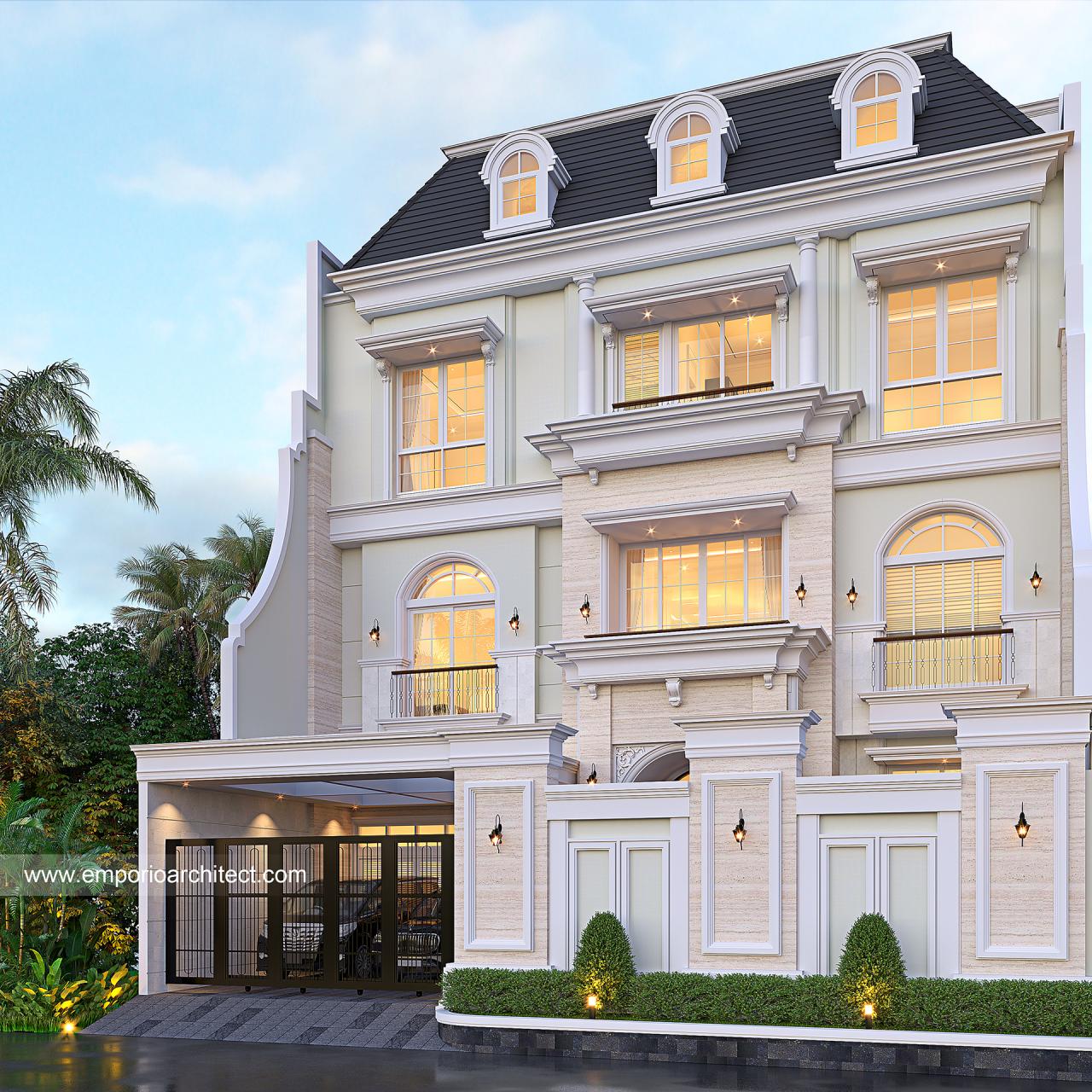 Desain Tampak Depan Dengan Pagar Rumah Klasik 3 Lantai Ibu YTA di ...