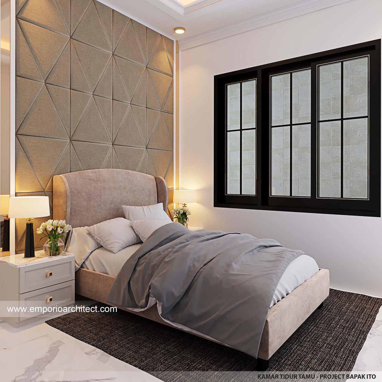Desain Kamar Tidur Tamu Rumah Klasik 3 Lantai Bapak IIT di Jakarta ...