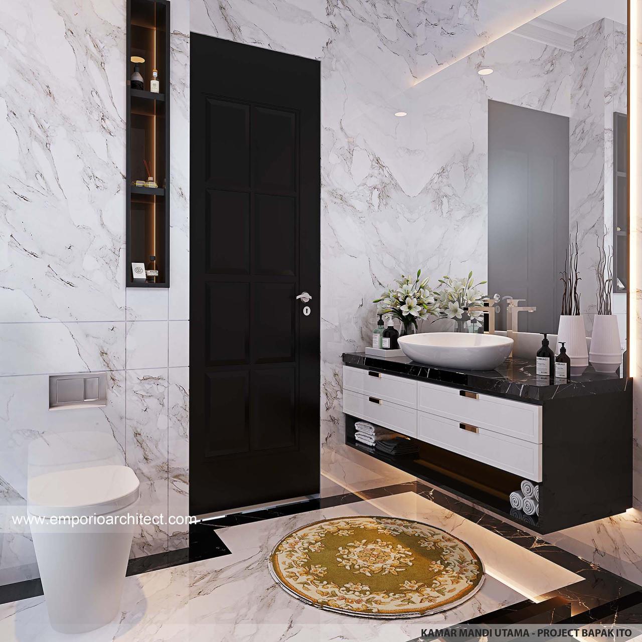 Desain Kamar Mandi Utama Rumah Klasik 3 Lantai Bapak IIT di Jakarta ...