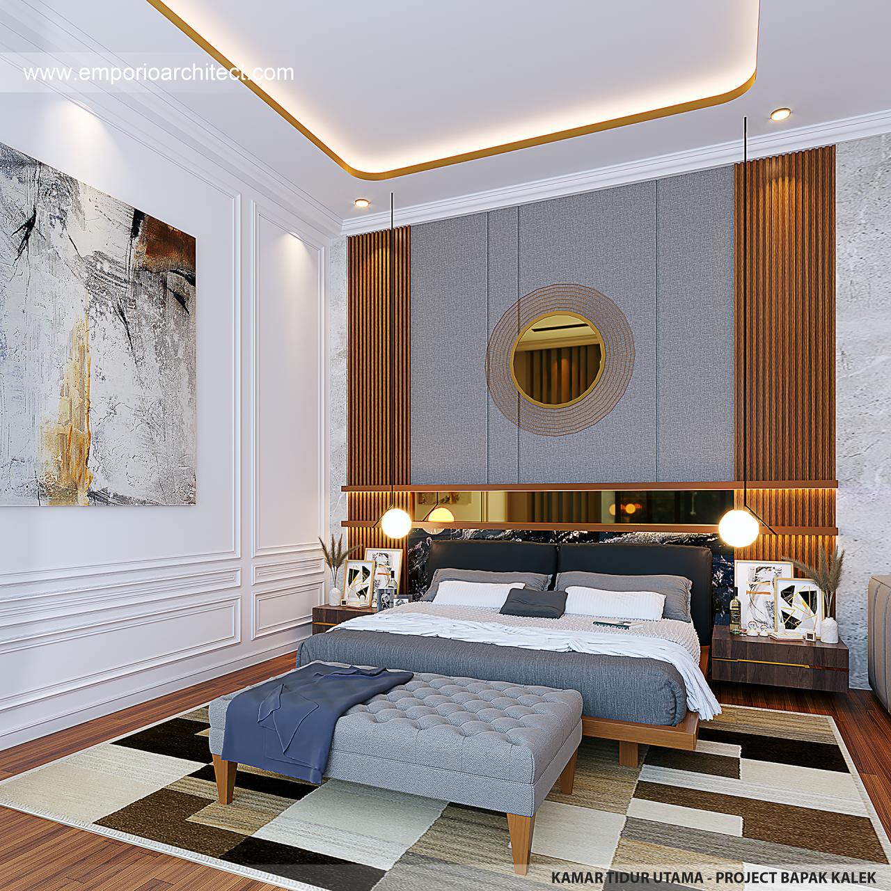 Desain Kamar Tidur Utama Rumah Mediteran Klasik 3 Lantai Bapak KLL di ...