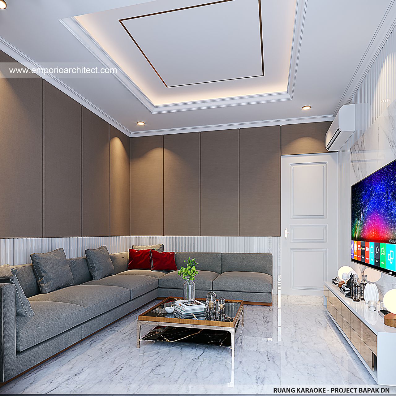 Desain Ruang Karaoke Rumah Mediteran 3 Lantai Bapak DN di Balikpapan 40090 - Desain Ruang Multimedia