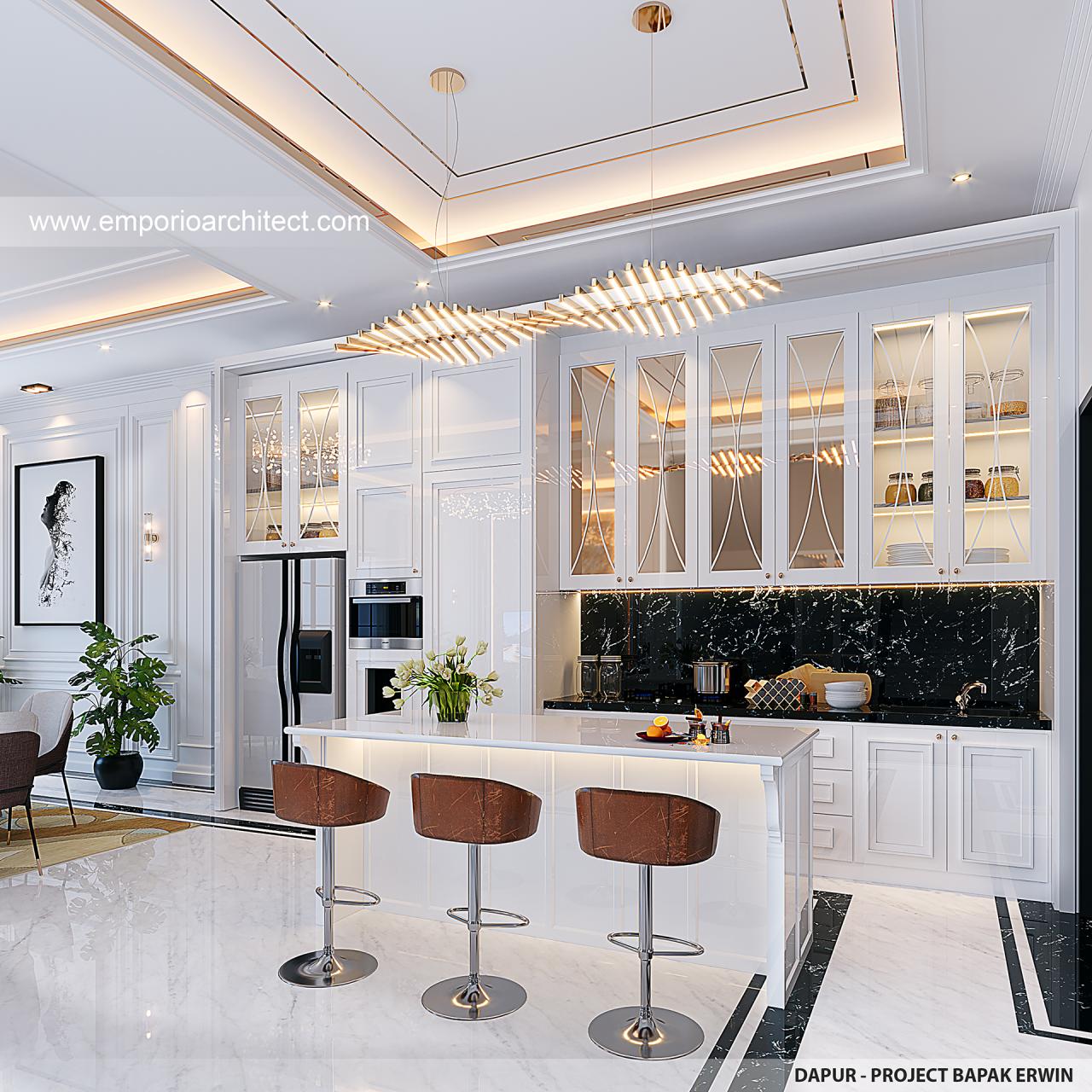 Desain Dapur Rumah Klasik 4 Lantai Bapak ERN di Muara Karang, Jakarta ...