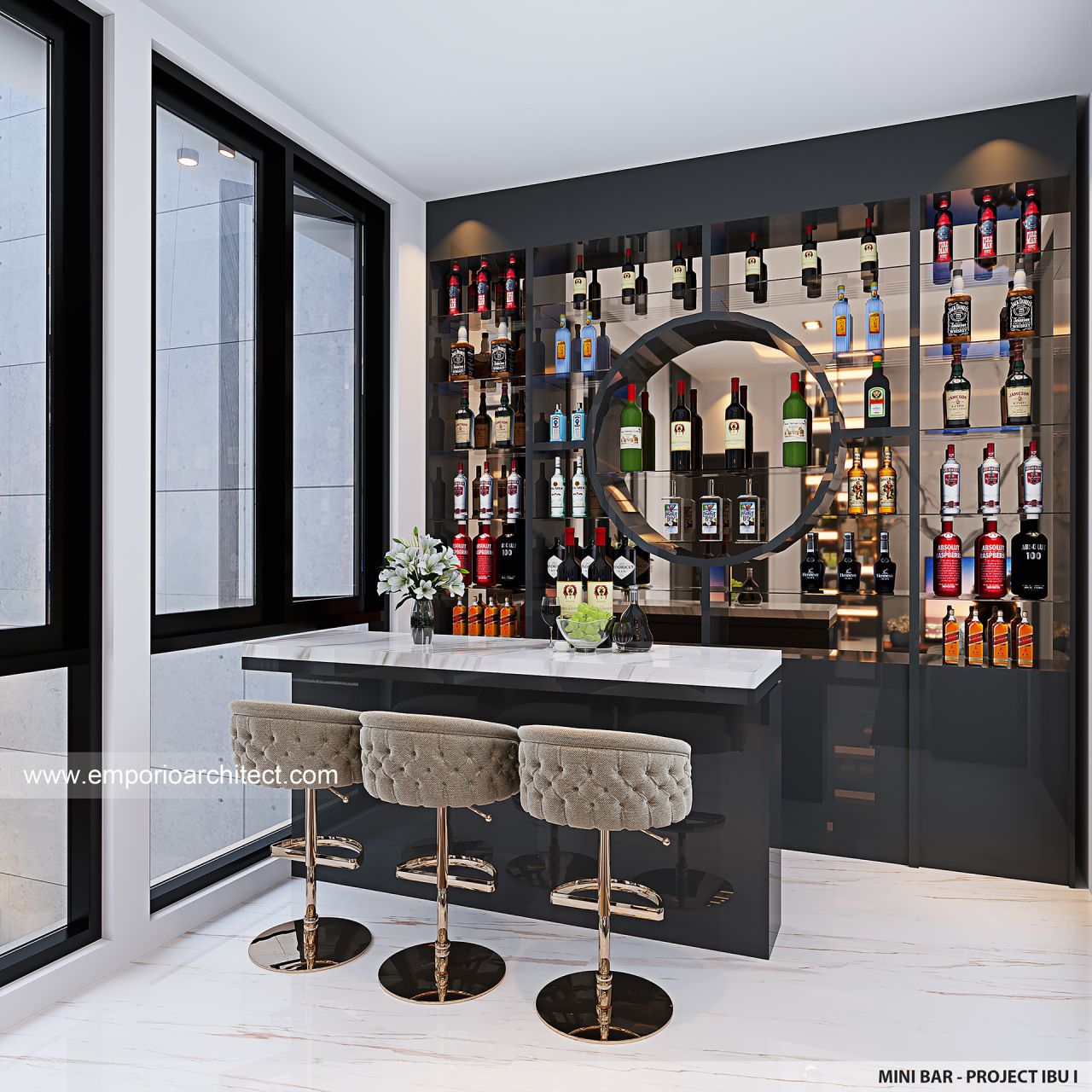 Desain Mini Bar Rumah Klasik 4 Lantai Ibu I di Jakarta Barat 40339 ...