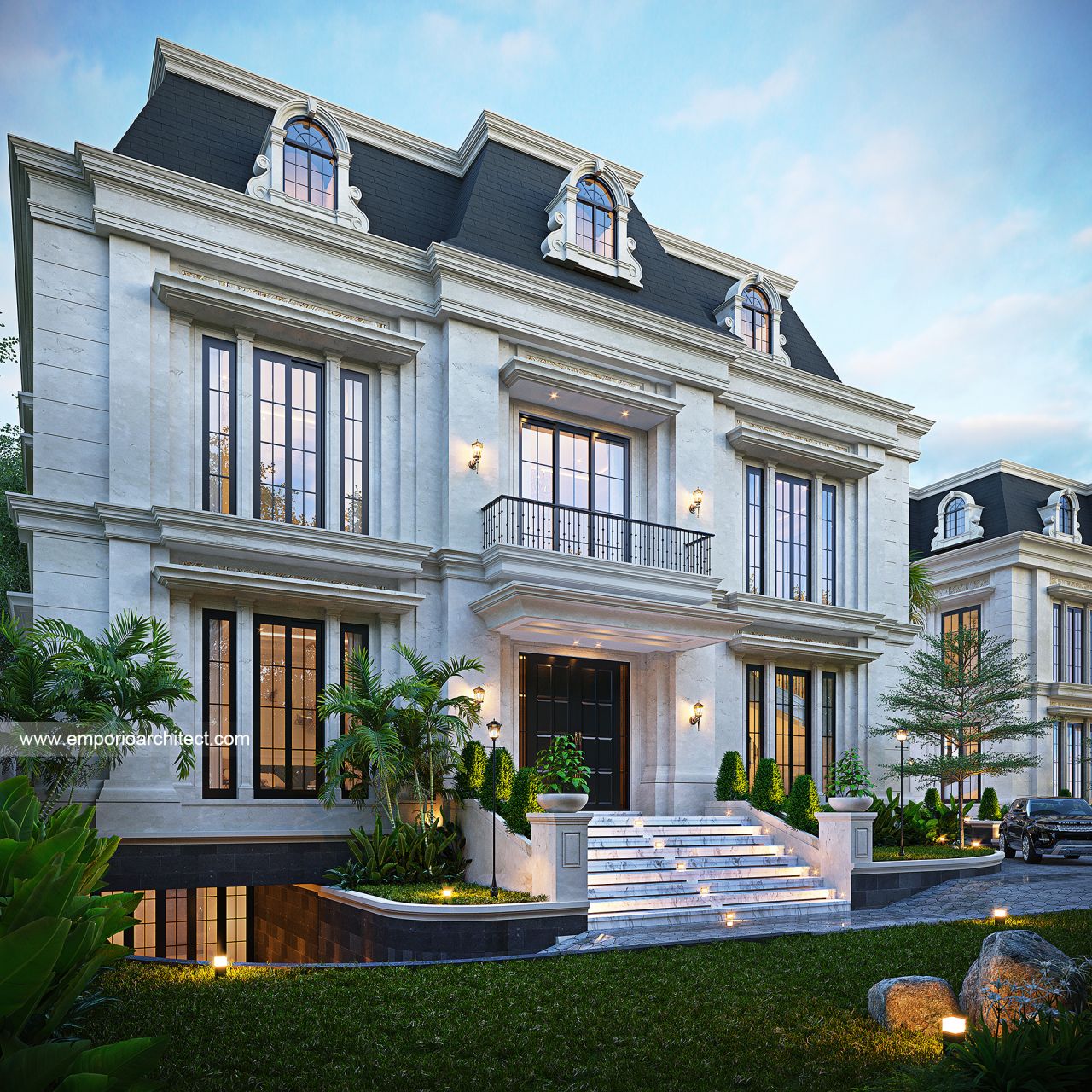 Desain Tampak Depan 3 Rumah Klasik Mediteran 3 Lantai Bapak AN di ...
