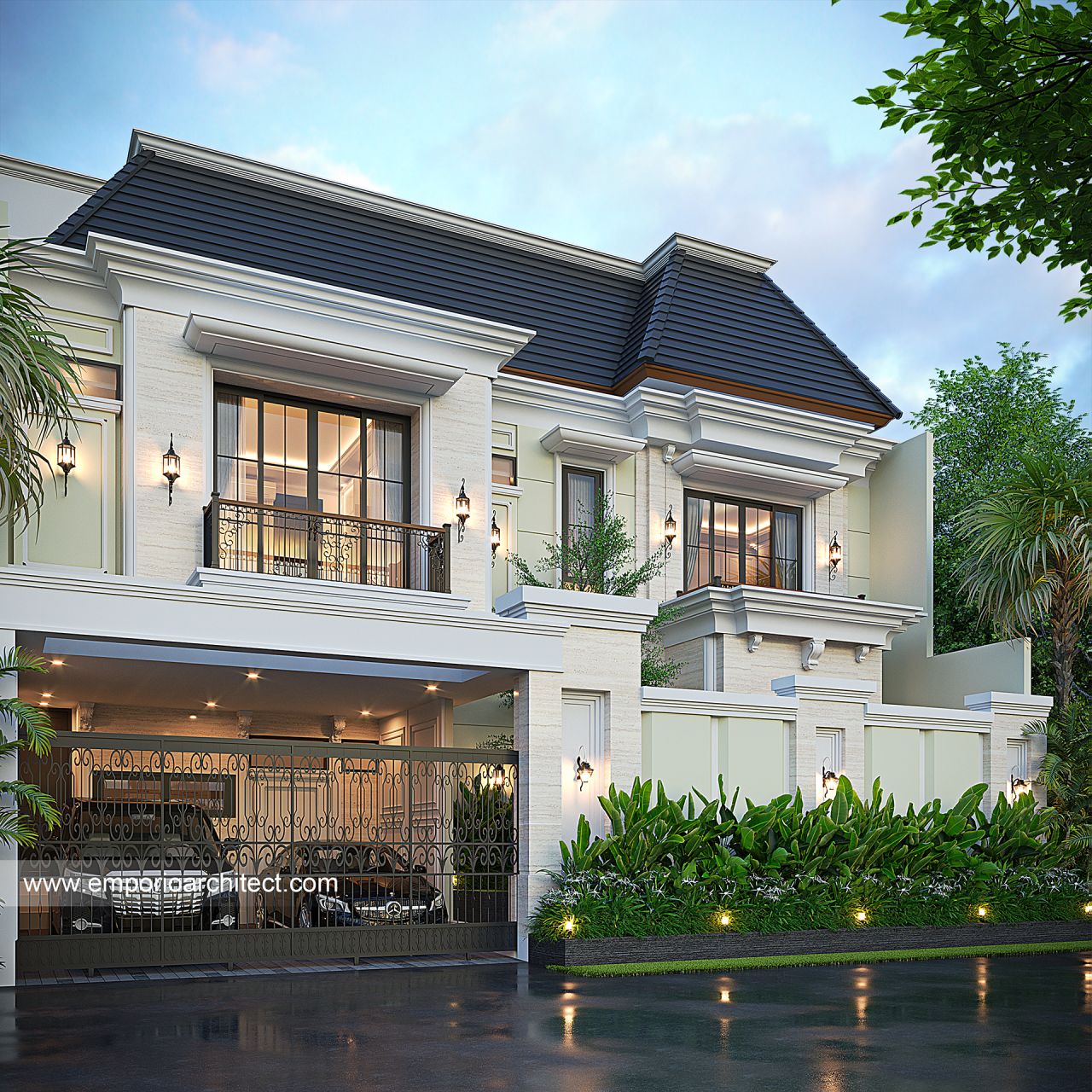 Desain Tampak Depan Dengan Pagar Rumah Mediteran Klasik 2 Lantai Bapak ...