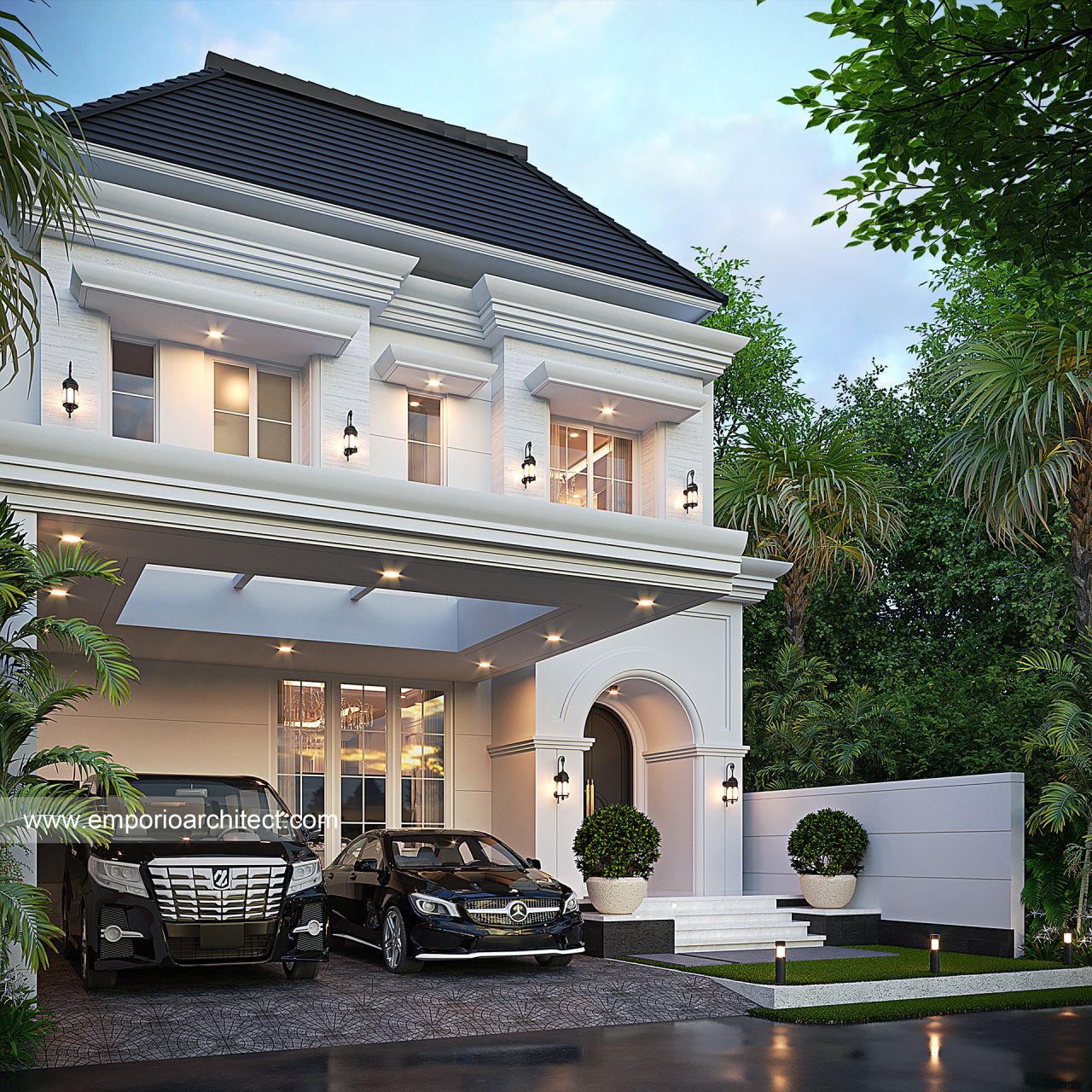 Desain Tampak Depan 2 Rumah Klasik Modern 2 Lantai Bapak KRM di Bogor ...