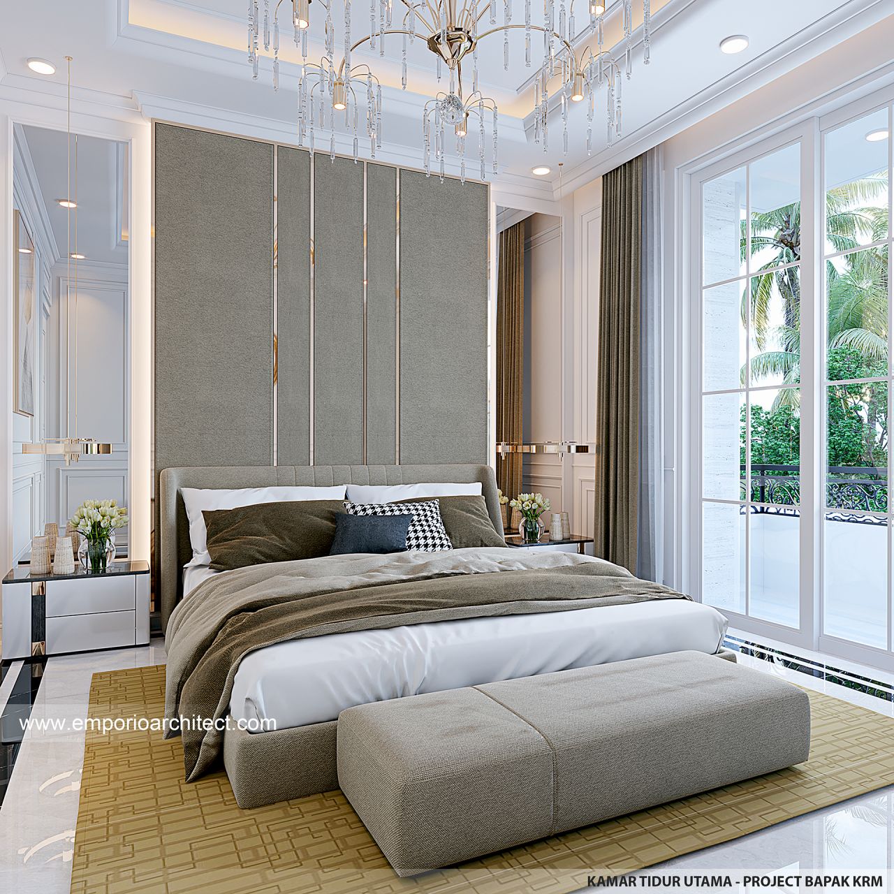 Desain Kamar Tidur Utama Rumah Klasik Modern 2 Lantai Bapak KRM di Bogor 36744 - Desain Wallpanel