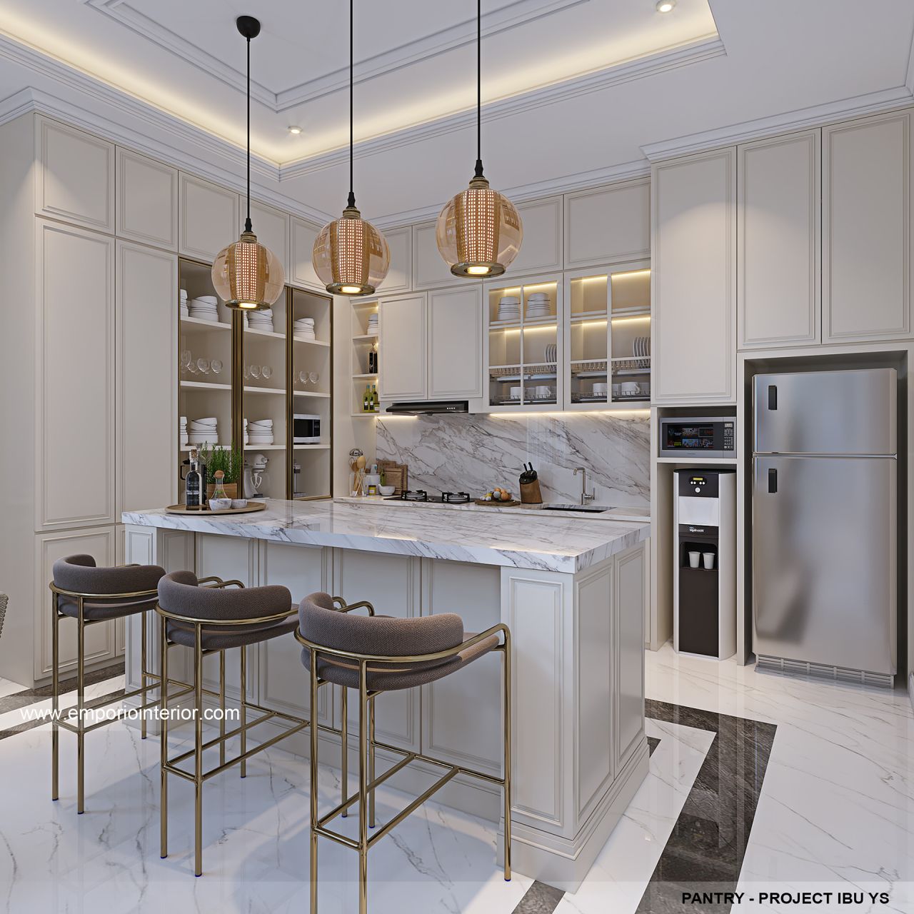 Desain Pantry Rumah Klasik Modern 2 Lantai Ibu YS di Bekasi 47085 ...