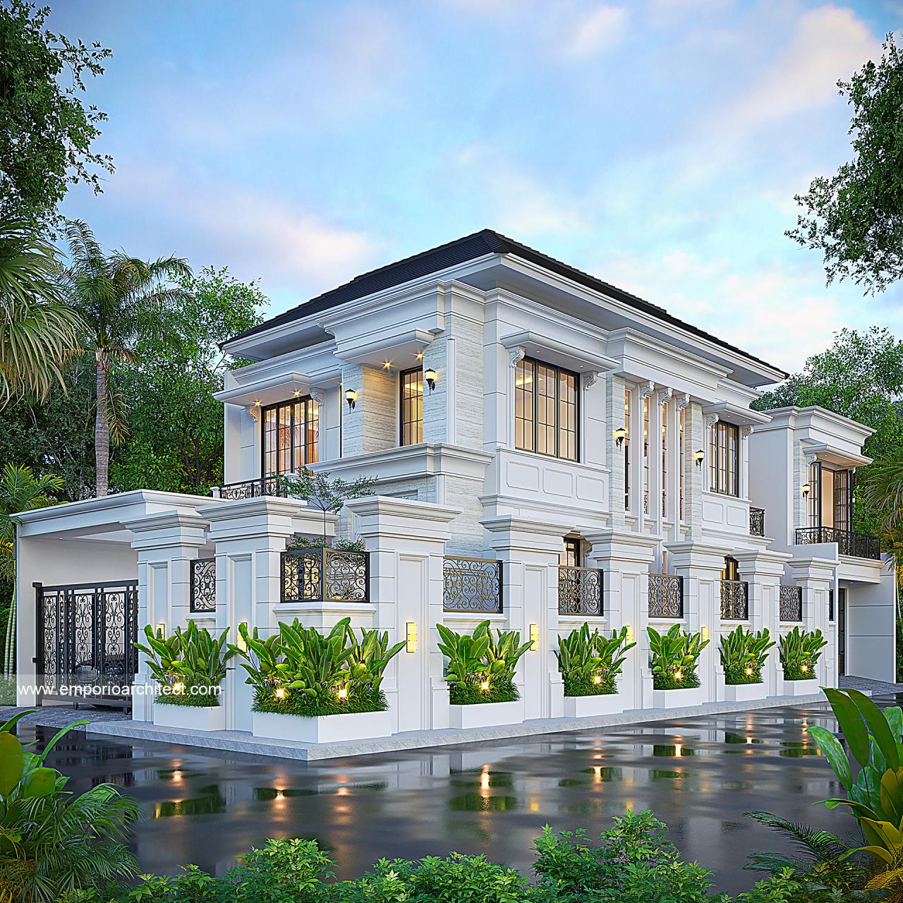 Desain Rumah Klasik Modern 2 Lantai Bapak HDI 1534 di Jakarta