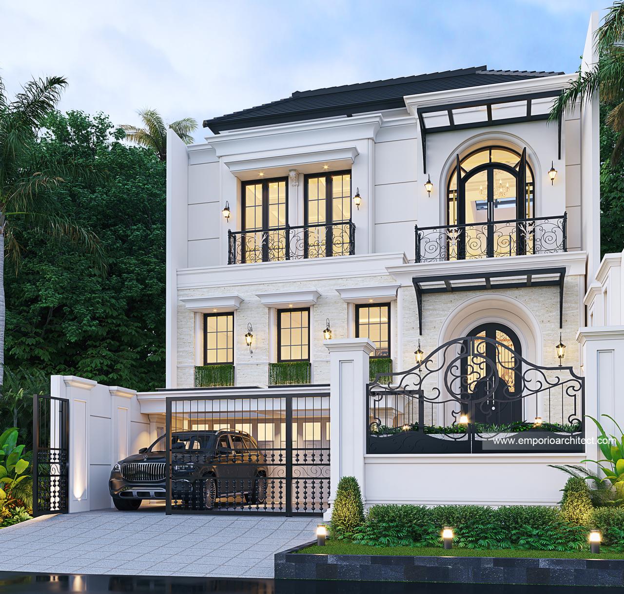 Desain Rumah Klasik Modern 2.5 Lantai Bapak AO 1254 di Jakarta