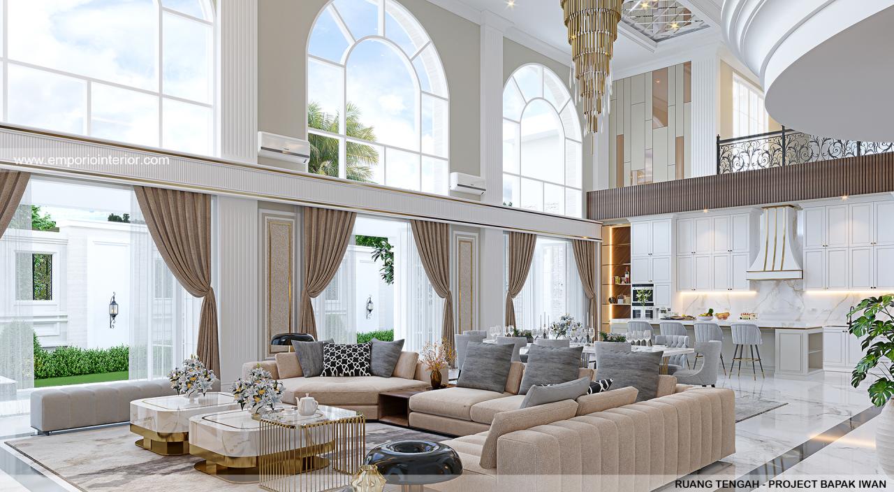 Desain Ruang Tengah Rumah Klasik Modern 2.5 Lantai Bapak IWN di Jambi ...