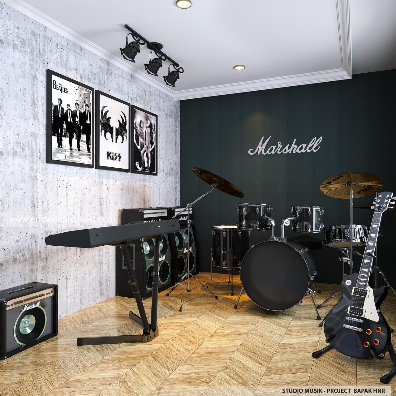 Desain Studio Musik Rumah Klasik Modern 2.5 Lantai Bapak HNR di ...