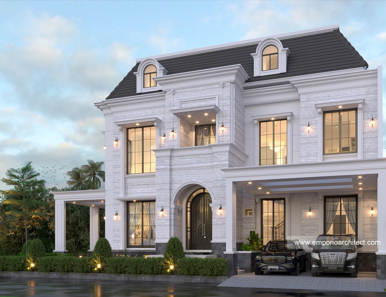 Desain Rumah Klasik Modern 2.5 Lantai Bapak M di Jakarta - Tampak Depan ...