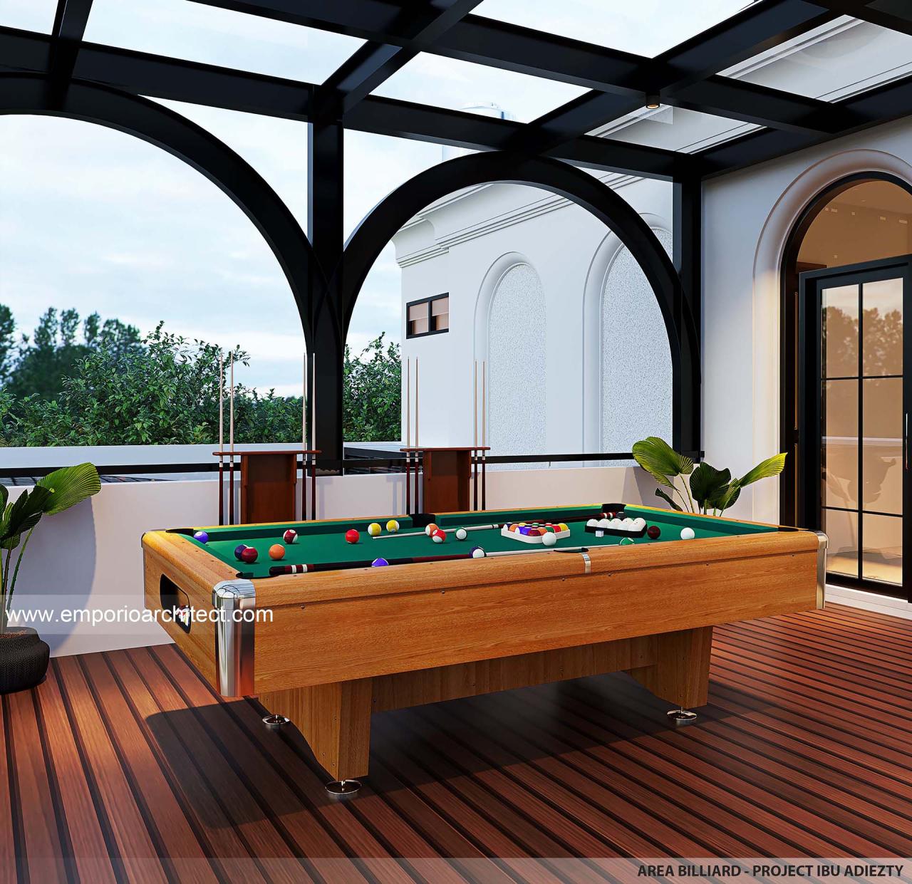 Desain Area Billiard Rumah Klasik Mediteran 3 Lantai Ibu Adiezty Fersa dan Bapak Gilang Dirga II ...