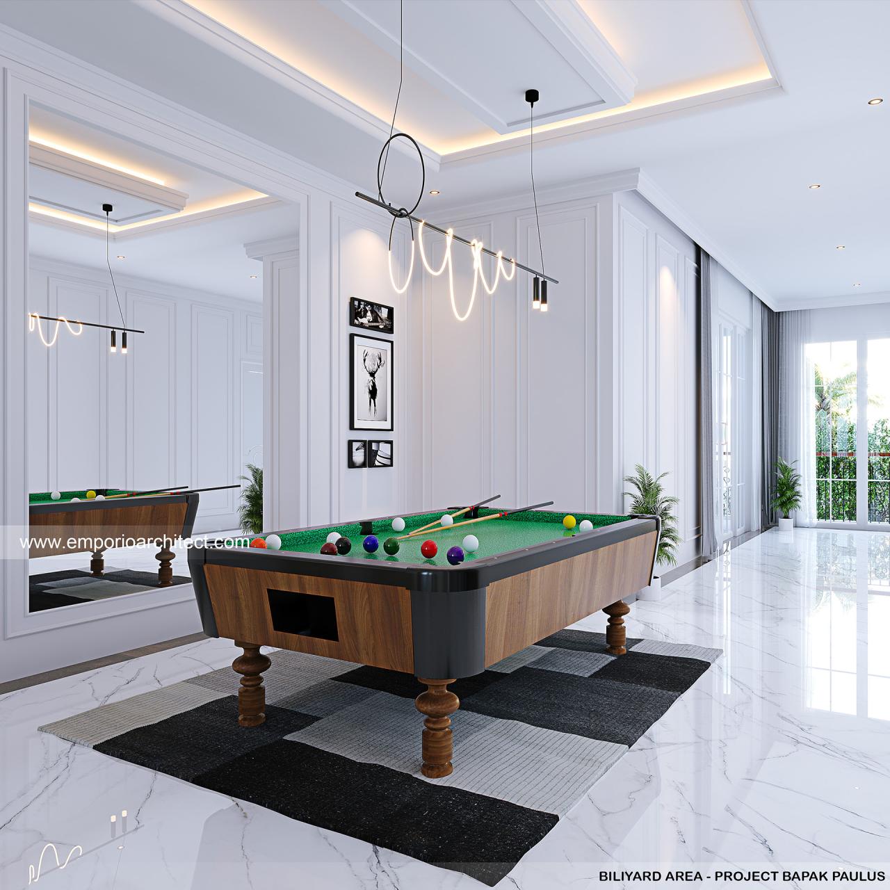Desain Billyard Area Rumah Klasik Modern 3 Lantai Bapak PLS di Jakarta ...