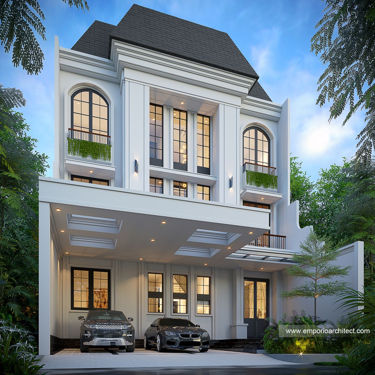 Mr. WLL 2213 Classic Modern House 3 Floors Design - Tangerang 48189 - Front View Exterior