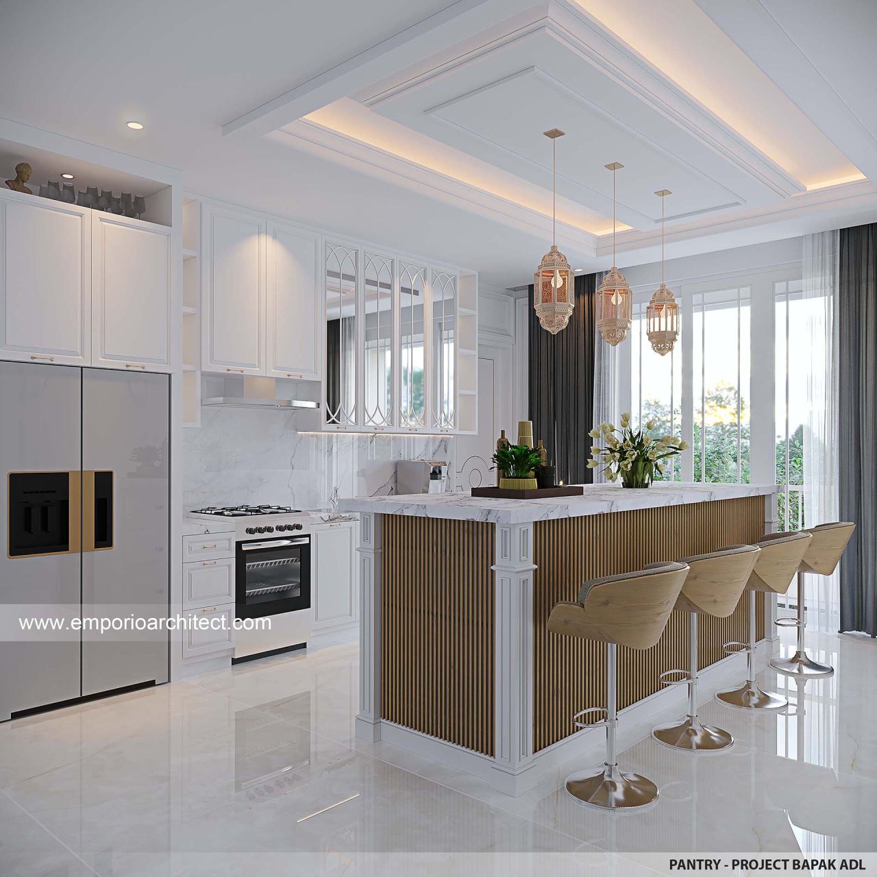 Desain Pantry Rumah Klasik Modern 3 Lantai Bapak ADL di Jakarta 37125 ...