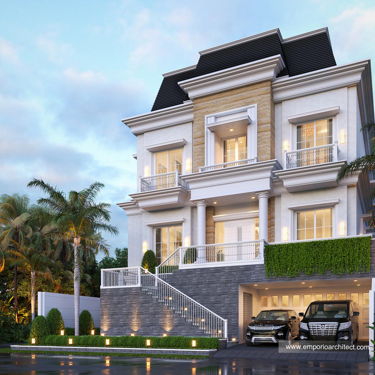 Desain Tampak Depan Rumah Klasik Modern 3.5 Lantai Bapak Anthony di ...