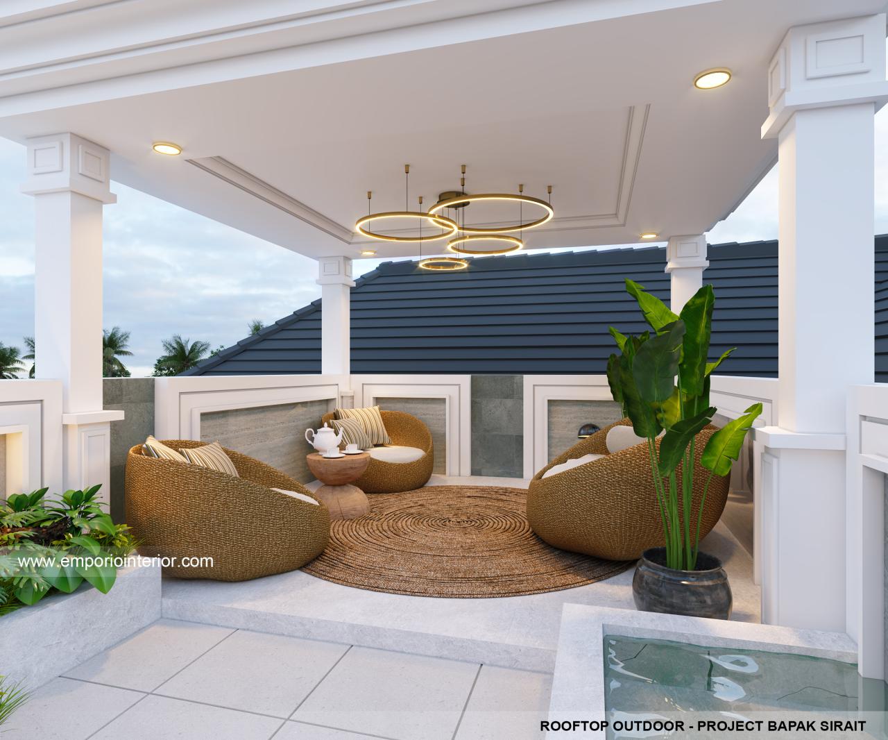 Desain Rooftop Outdoor Rumah Klasik Modern 3.5 Lantai Bapak SRT di ...