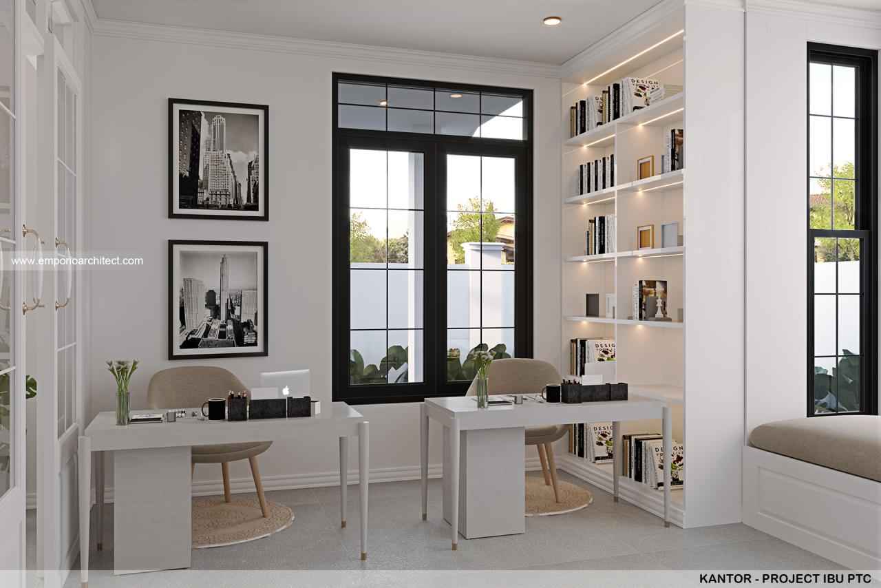 Desain Kantor Rumah American Style 2 Lantai Ibu PTC di Bogor, Jawa ...