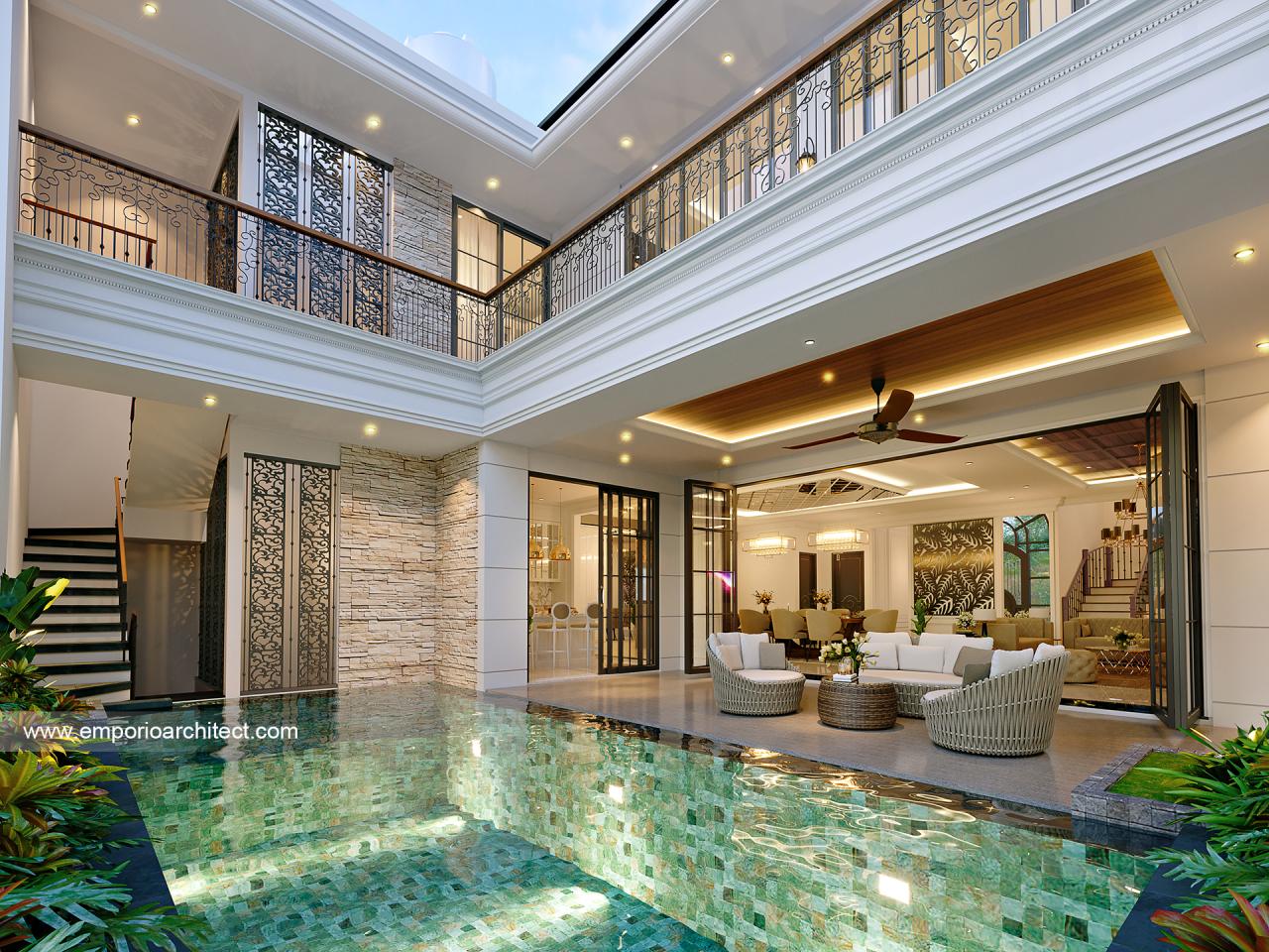 Desain Tampak Detail Belakang Rumah Mediteran 2.5 Lantai Bapak Caesar ...