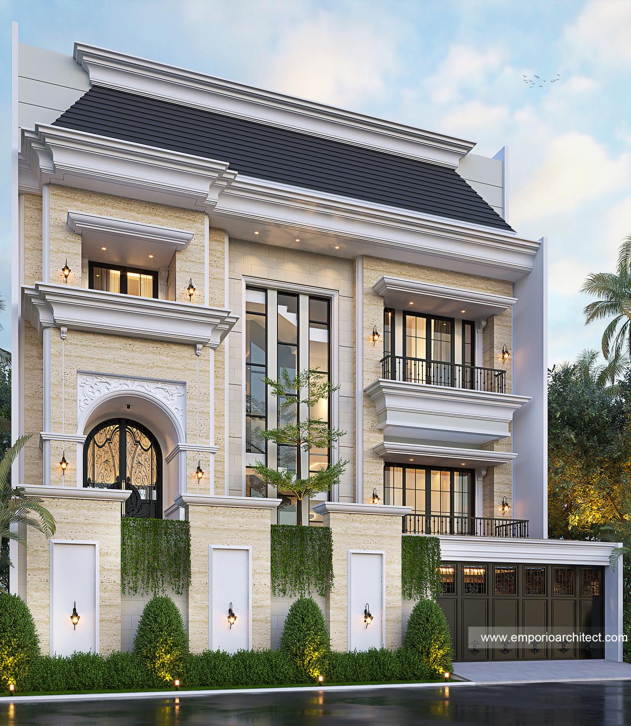 Desain Tampak Depan Dengan Pagar Rumah Mediteran 3.5 Lantai Bapak FDY ...