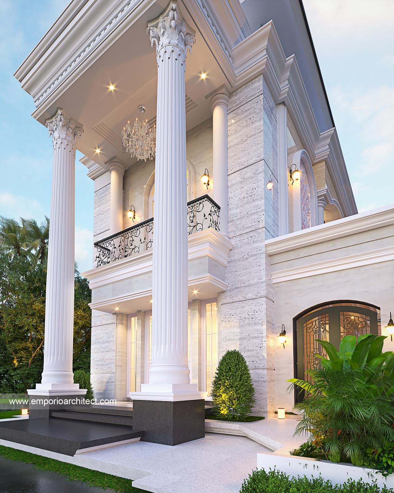 Desain Tampak Detail Samping Rumah Mediteran Klasik 2.5 Lantai Mrs. DYA ...