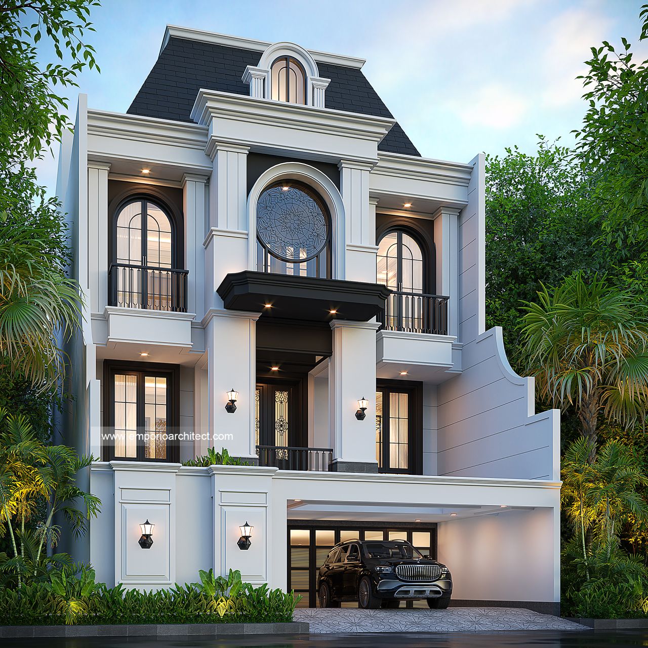 Mrs. TN IX Mediterranean Classic House 3 Floors Design - Jakarta Selatan 46719 - Front View Exterior